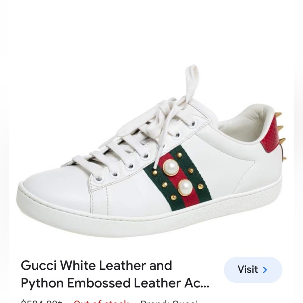 Gucci White Leather And Embossed Python Sneakers - Gem